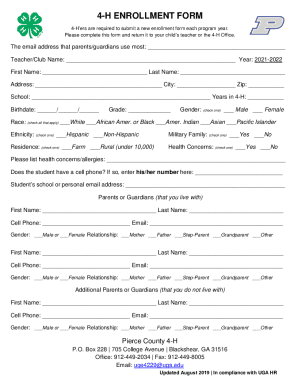 Fillable Online Fillable Online 4-H Enrollment Form - extension.uga.edu ...