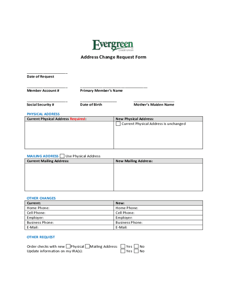 Fillable Online Change of Address Request Form Fax Email Print - pdfFiller