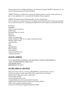 Fillable Online bremerton.tricare.mil Portals 111Welcome aboard Navy ...