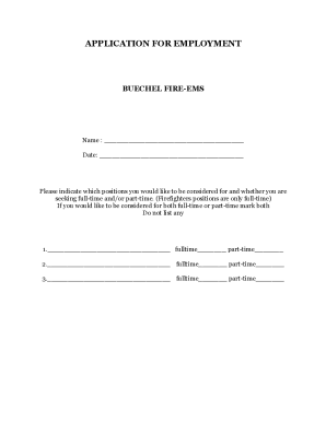 Fillable Online APPLICATION FOR EMPLOYMENT - Buechel Fire Protection ...