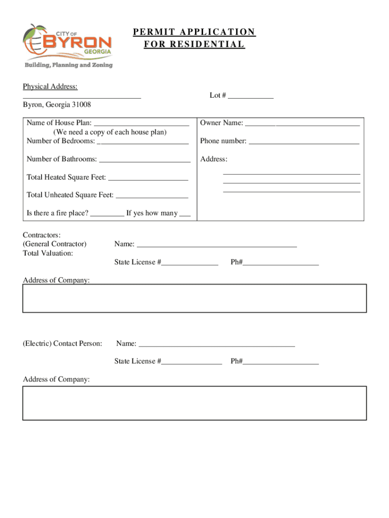 PERMIT APPLICATION FOR RESIDENTIAL: Fill out & sign online | DocHub