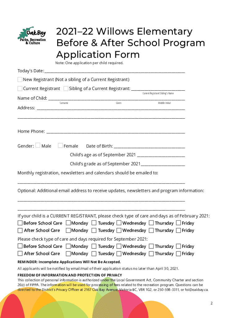 Fillable Online Vendor-- Before and After School Program Application ...