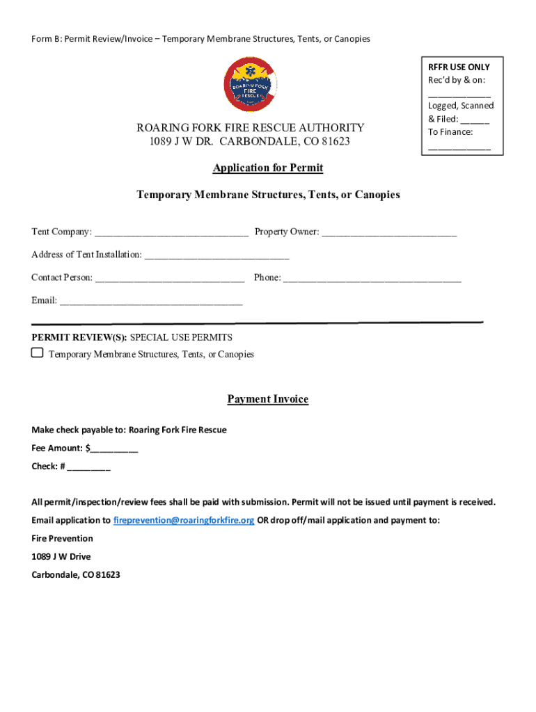 Fillable Online Application for Permit Temporary Membrane Structures ... Fax Email Print - pdfFiller