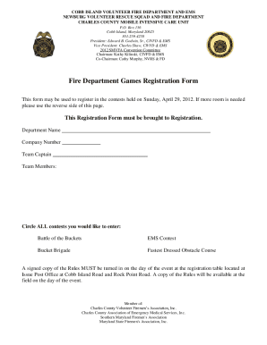 Fillable Online Fire Department Games Registration Form Fax Email Print - pdfFiller