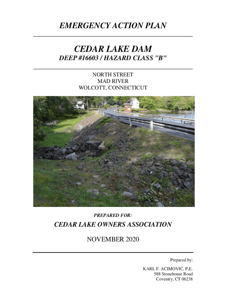Fillable Online 4.0 - Emergency Action Plan - Cedar Lake Dam.doc Fax Email Print - pdfFiller