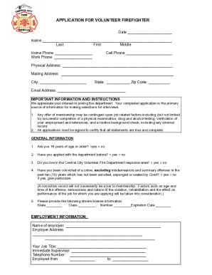 Fillable Online VOLUNTEER FIREFIGHTER APPLICATION FOR EDINBURG FIRE ...