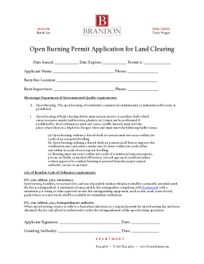 Fillable Online Open Burning Permit Application for Land Clearing Fax Email Print - pdfFiller