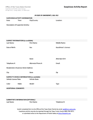 Fillable Online feedhaccp Suspicious Activity Report - Feed Industry ...