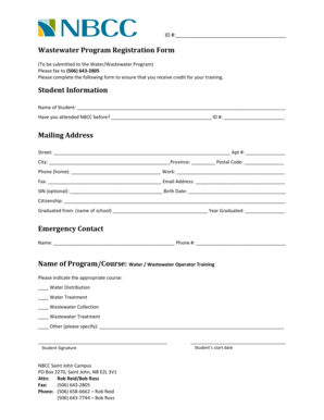 Fillable Online Student Information - NBCC New Brunswick Community Fax Email Print - pdfFiller