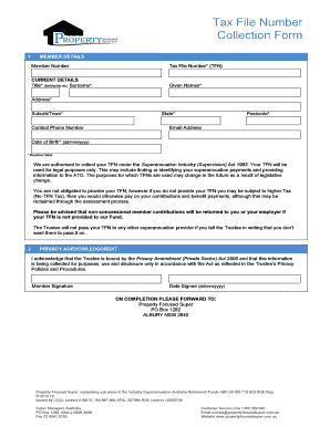 Fillable Online Tax File Number Collection Form - Property Focused ...