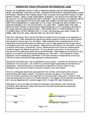 Fillable Online Prospective tenant application for residential lease ...