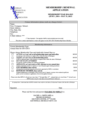 Fillable Online mipla MEMBERSHIP / RENEWAL APPLICATION - MIPLA - mipla ...
