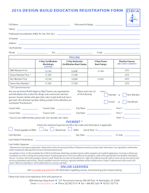 Fillable Online dbia 2015 Design-Build Education Registration Form ...