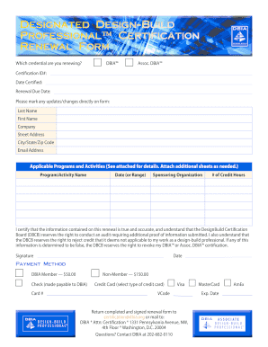 Fillable Online dbia Designated Design-Build Professional Certification Renewal Form ... Fax ...