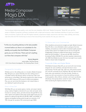 Fillable Online Avid Mojo DX High-performance Digital I/O Video ...