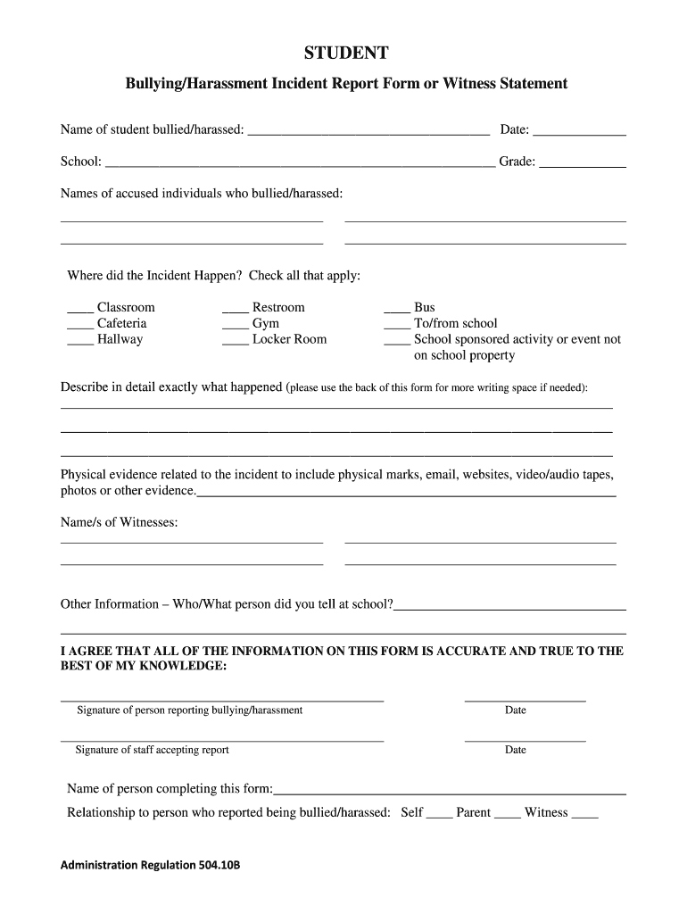 Fillable Online davenportschools RevisedStudent Bullying-Harassment ...