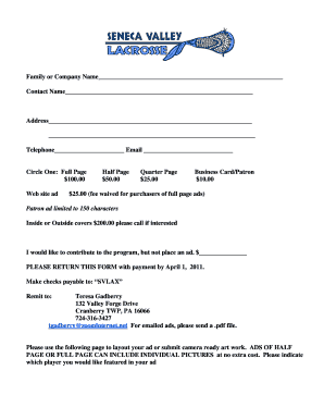 Fillable Online Web site ad Patron ad lim n Fax Email Print - pdfFiller