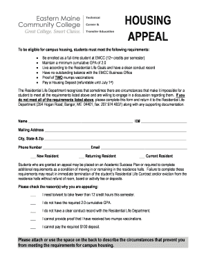 Fillable Online HOUSING APPEAL Fax Email Print - pdfFiller