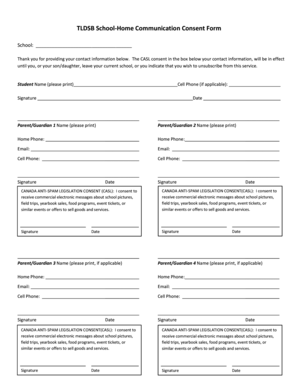 Fillable Online sec tldsb TLDSB School-Home Communication Consent Form ...