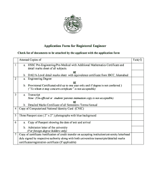 Fillable Online pec org Application Form for Registered Engineer - pec ...