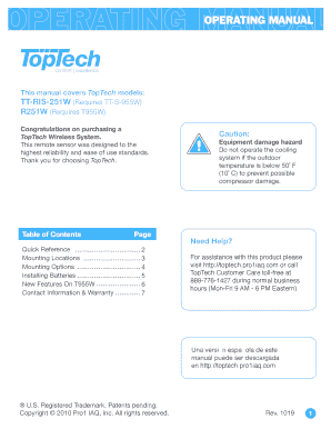 Fillable Online OPERATING MANUAL - TopTech Fax Email Print - pdfFiller