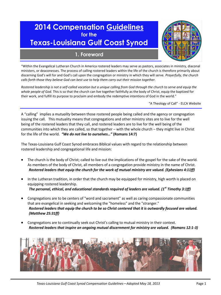 Fillable Online 2014 Compensation Guidelines for the TexasLouisiana ...