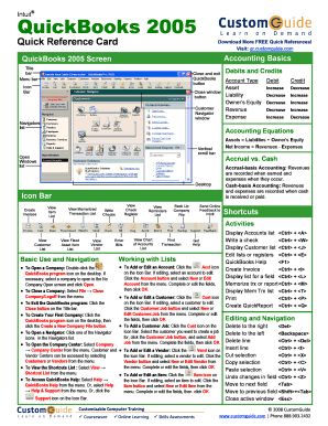 Fillable Online QuickBooks Quick Reference, Intuit QuickBooks 2005 ...