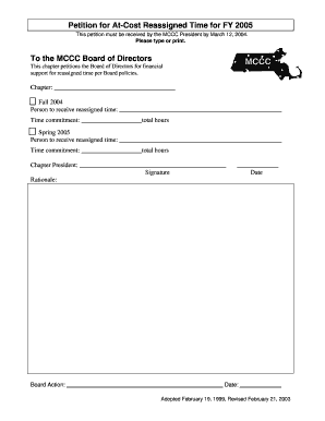 Fillable Online mccc-union Policy on At-Cost Reassigned Time with ...