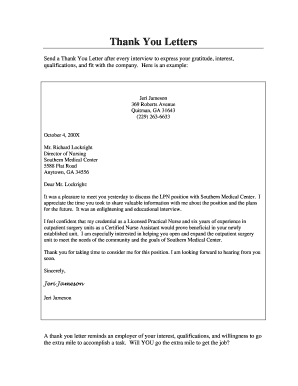 Fillable Online Send a Thank You Letter after every interview to ...