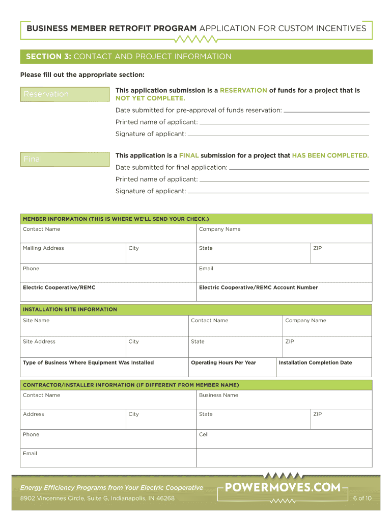 Fillable Online Application for Commercial & Industrial Custom ... - Power Moves Fax Email Print ...