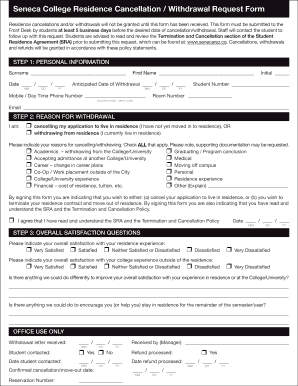 Fillable Online Cancellation/Withdrawal Request Form - Seneca College ...
