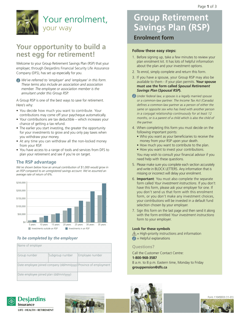 Fillable Online Page of 3 Group Retirement Savings Plan RSP Fax Email ...
