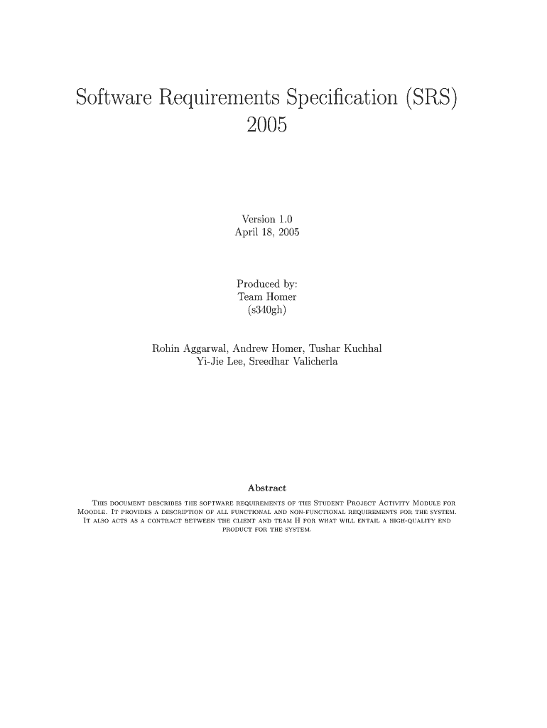Fillable Online moodle Software Requirements Specification SRS 2005 - Moodle - moodle Fax Email ...