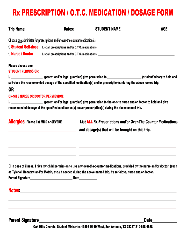Fillable Online Rx PRESCRIPTION / O.T.C. MEDICATION / DOSAGE FORM Fax ...