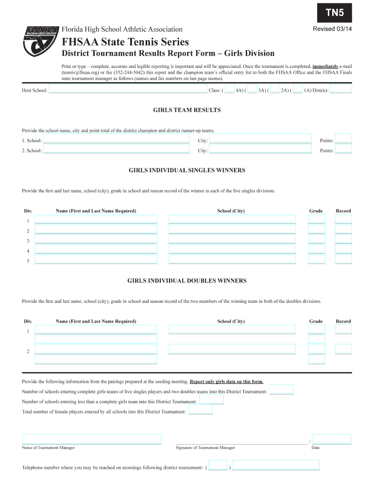Fillable Online fhsaa FHSAA State Tennis Series - Florida High School ...