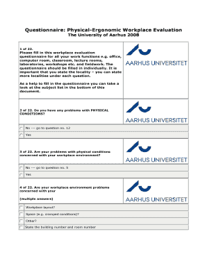Fillable Online Questionnaire: Physical-Ergonomic Workplace Evaluation ...