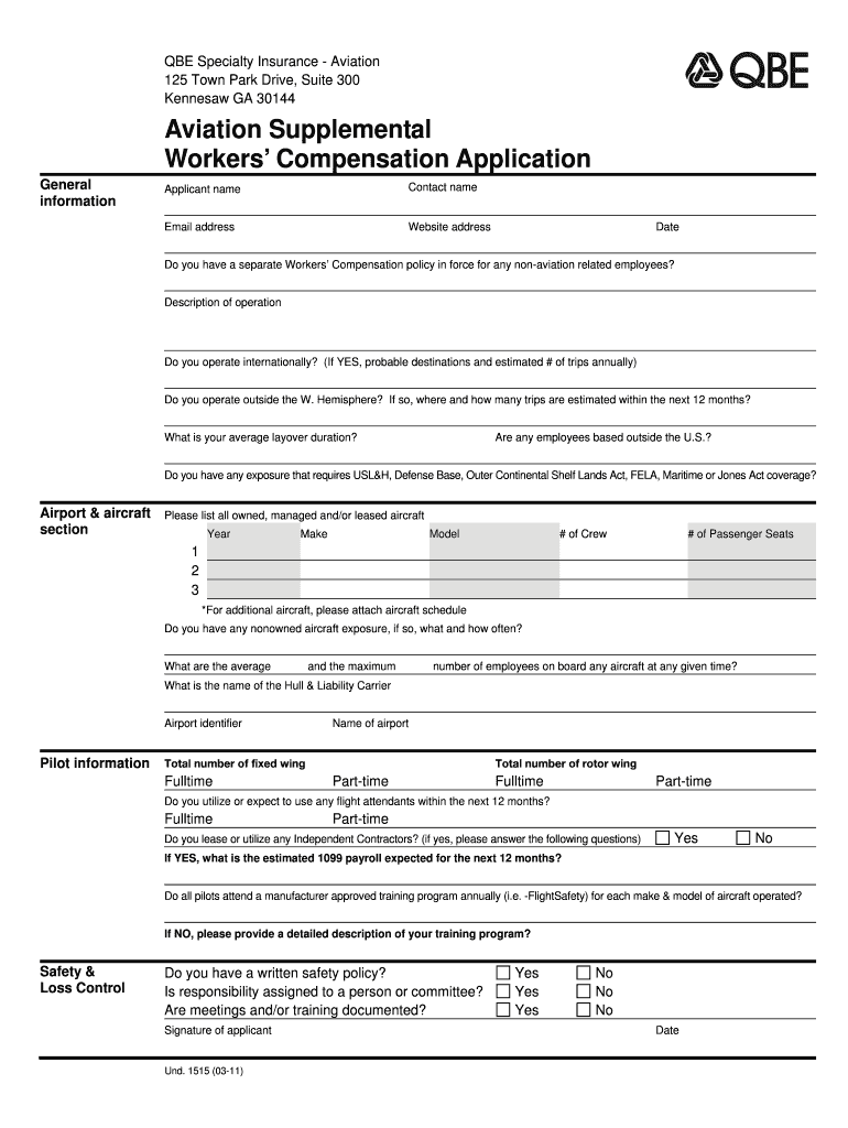 Fillable Online Aviation Supplemental Workers' Compensation Application ...