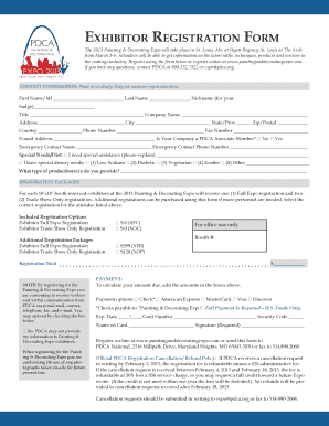Fillable Online pdca Exhibitor rEgistration F - PDCA - pdca Fax Email Print - pdfFiller