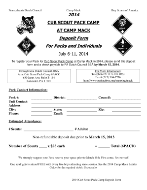 Fillable Online padutchbsa Camp Mack Fax Email Print - pdfFiller