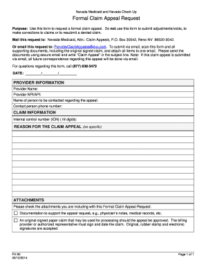 Fillable Online Formal Claim Appeal Request Fax Email Print - pdfFiller