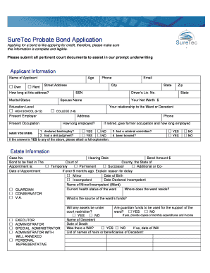 Fillable Online ProbateGuardian Bond Application - CCI surety inc Fax ...