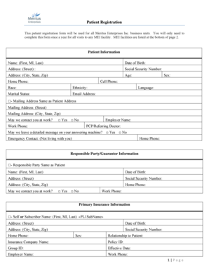 Fillable Online MEI Patient Registration Form no merge fields.doc Fax ...