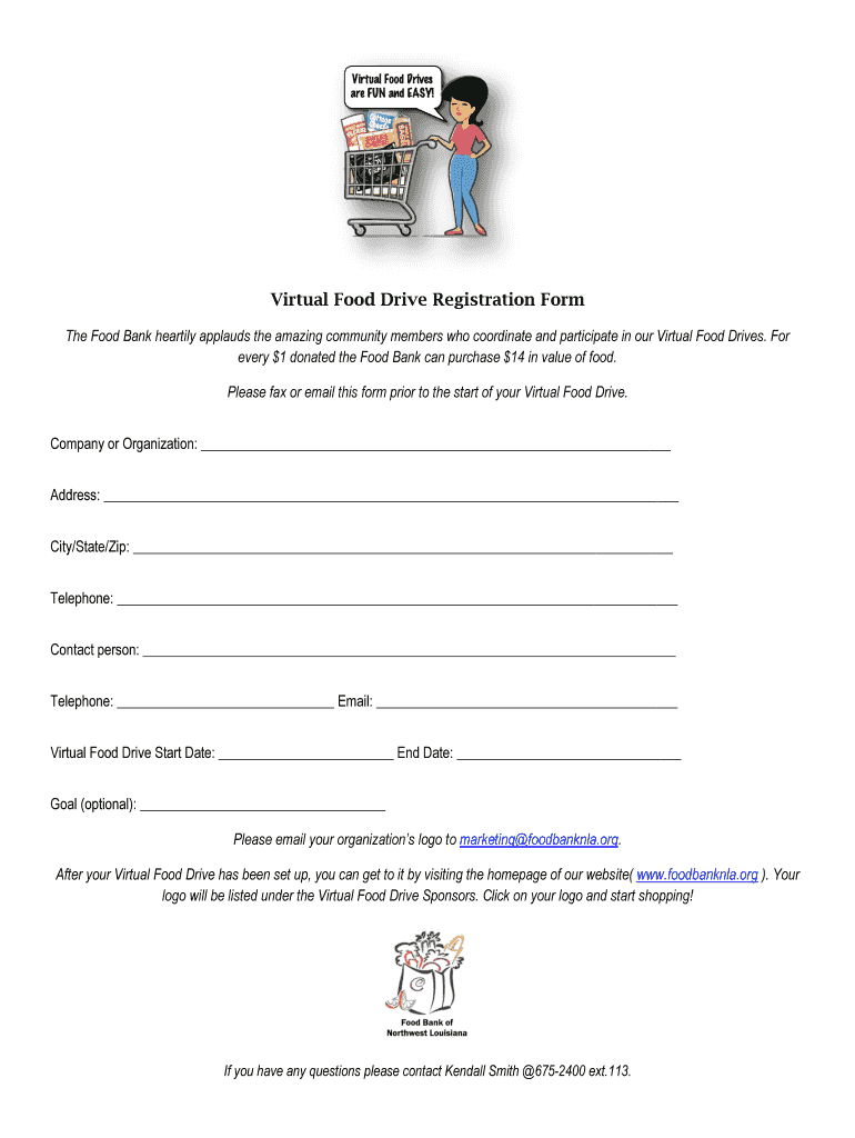 Fillable Online foodbanknla Virtual Food Drive Registration Form ...