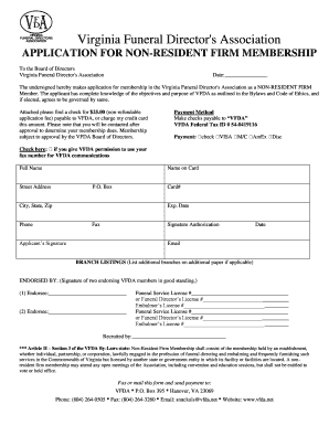 Fillable Online vfda Application for non-resident firm membership ...