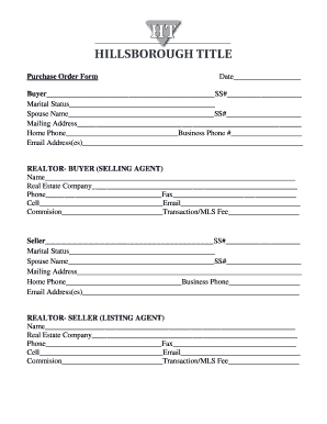 Fillable Online Purchase Order Form - Hillsborough Title Fax Email Print - pdfFiller