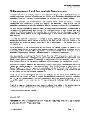 Fillable Online Skills assessment and Gap analysis Questionnaire Fax ...