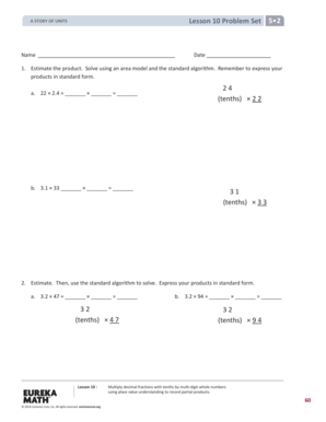 Lesson 10 Problem Set - Fill Online, Printable, Fillable, Blank | pdfFiller