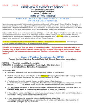 Fillable Online ridgeview falcon49 schoolfusion Severe weather letter ...