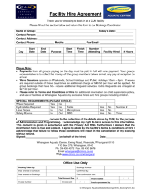 Fillable Online Facility Hire Agreement Fax Email Print - pdfFiller