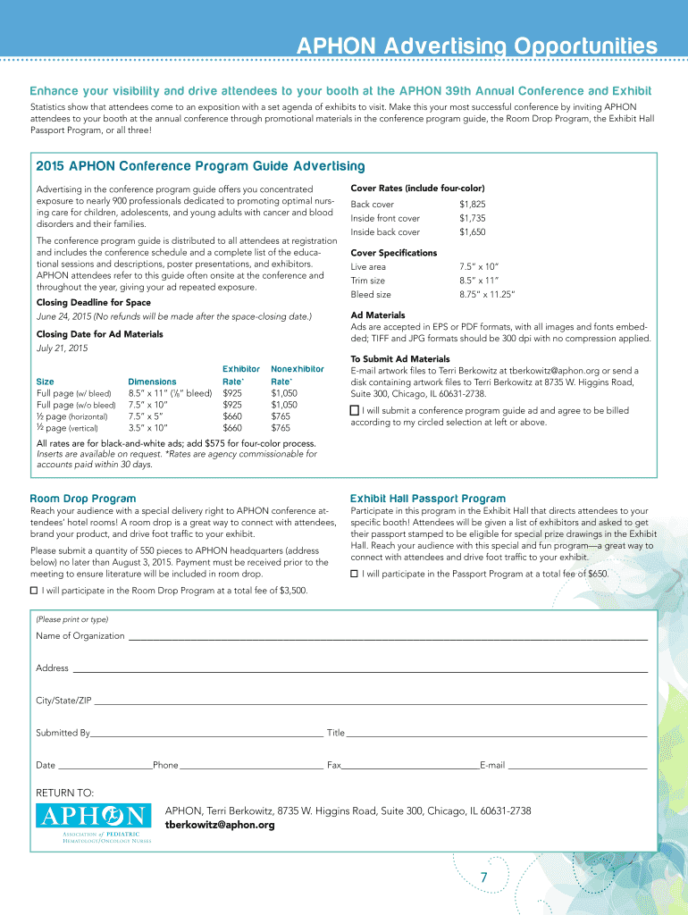 Fillable Online aphon Annual Conference Exhibit Prospectus - APHON Fax ...